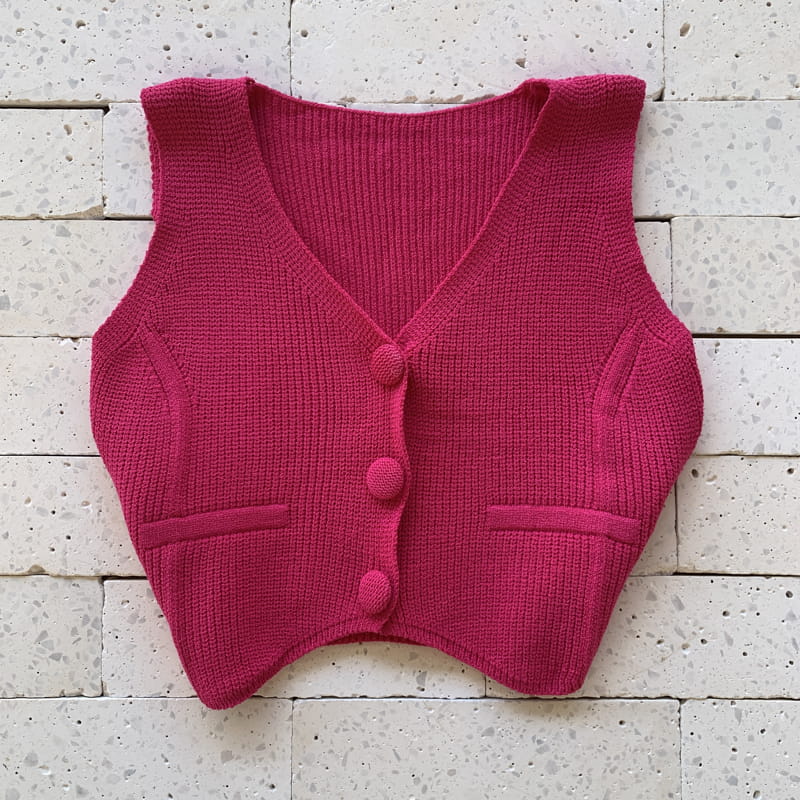 Colete Trico Curto Luxo Pink Dondoca Moda Feminina