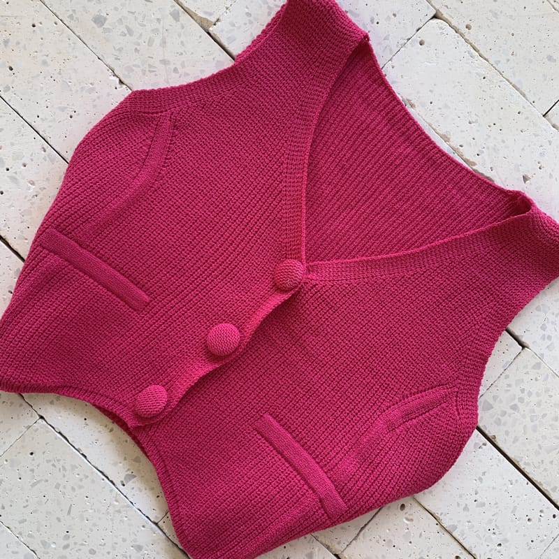 Colete Trico Curto Luxo Pink Dondoca Moda Feminina